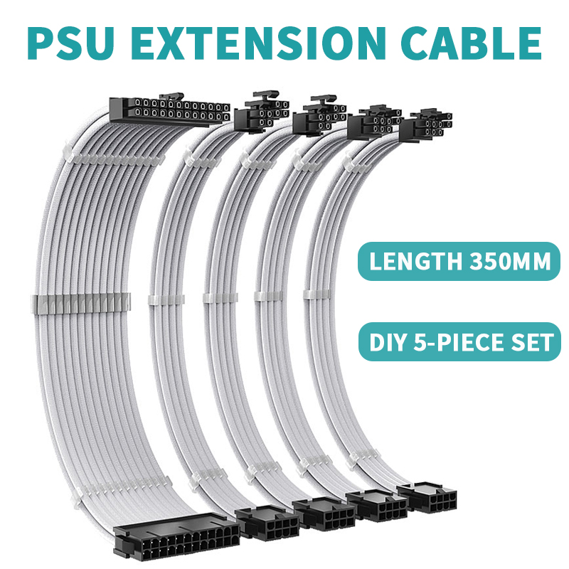 TEUCER 5 Piece Kit 350mm PSU Extension Cable ATX 2... – Vicedeal
