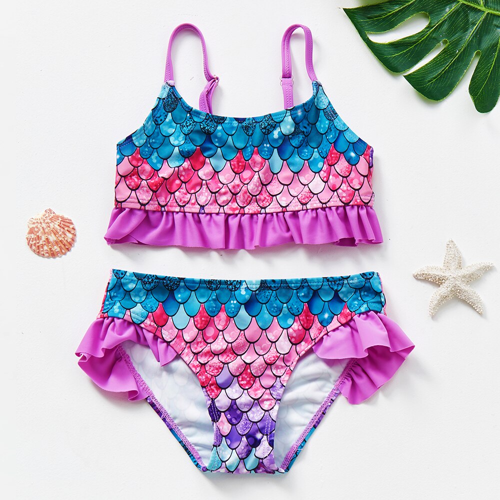 2~12Y Girls Swimwear Two pieces Girl Swimsuit fish... – Vicedeal