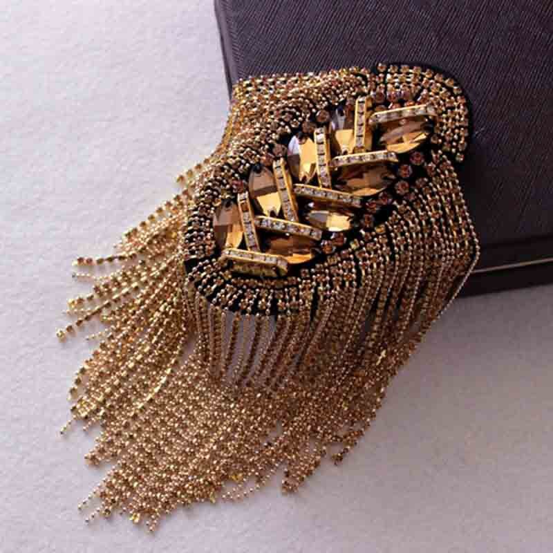 2Pcs Beaded Crystal Epaulette Clothes Punk Coat Su... – Grandado