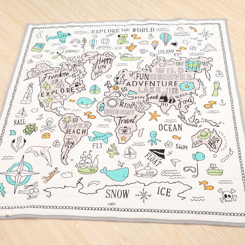 Nordic Baby Play Mats Kids World Map Rug Crawling Children's Carpet In ...