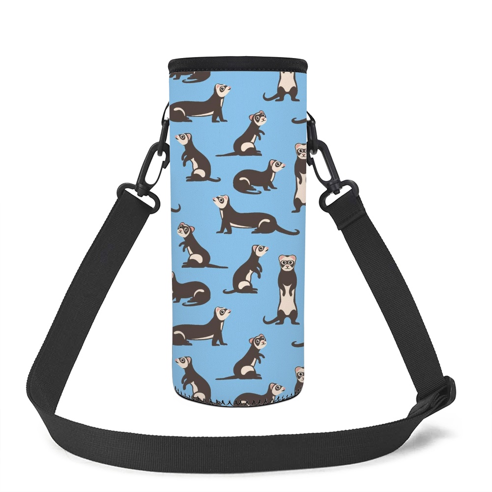 Kawaii Ferret Print Water Bottle Sleeve Portable N... – Grandado