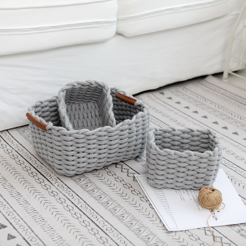 1pcs Nordic Cotton Line Hand-woven Storage Basket ... – Grandado