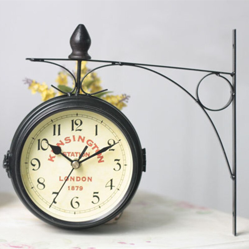 Outdoor Wall Clock Hanging Retro Double Sided Batt... – Grandado