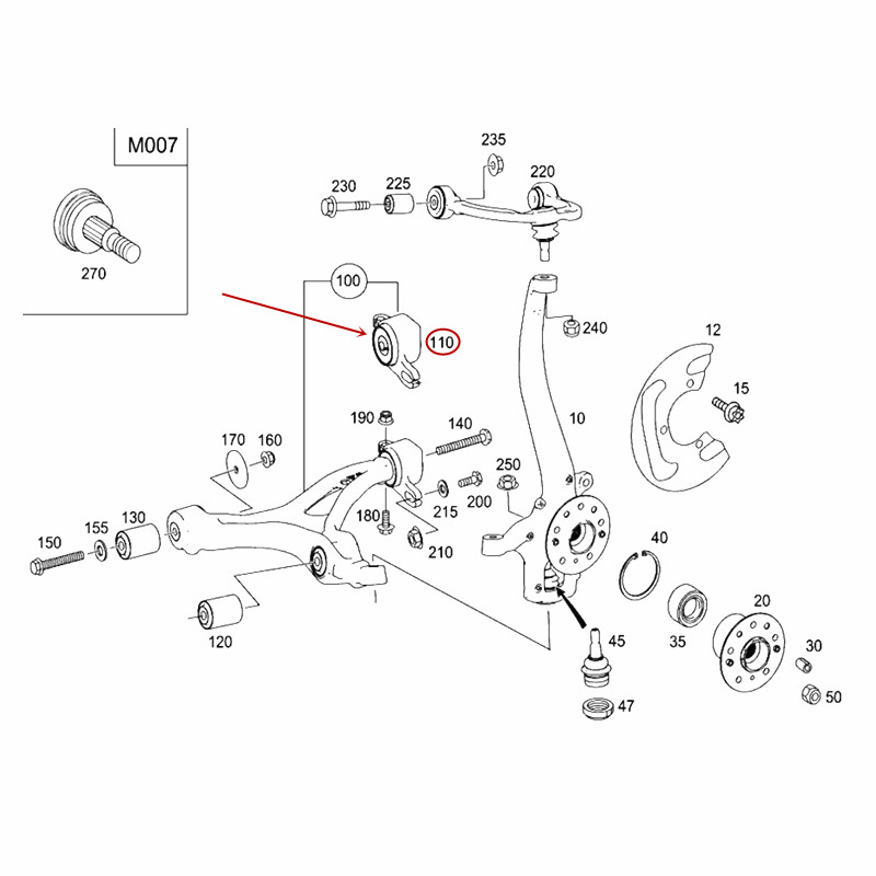 Voorwiel lagere driehoekige swing arm rubber mouwe... – Grandado