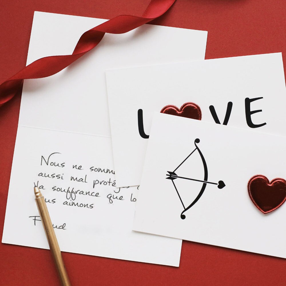 Valentine's Day Card Solid Red Heart Greeting Card... – Grandado