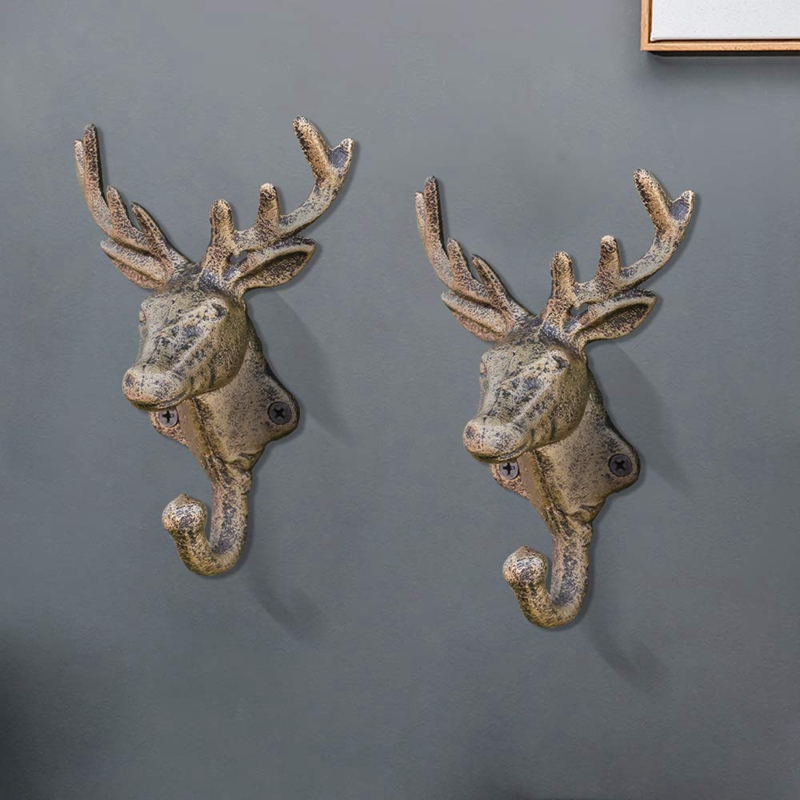 Elk Cast Iron Coat Hook - Rustic Wall Mount with S... – Vicedeal
