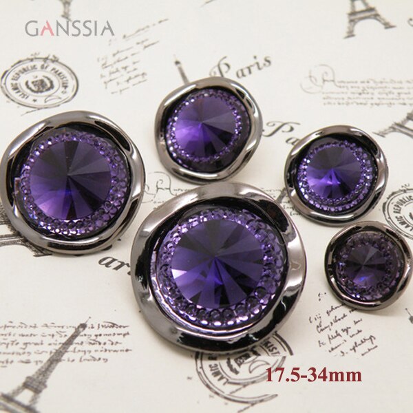 10pcs/lot Size: 18-34mm Purple Rhinestone Button R... – Grandado