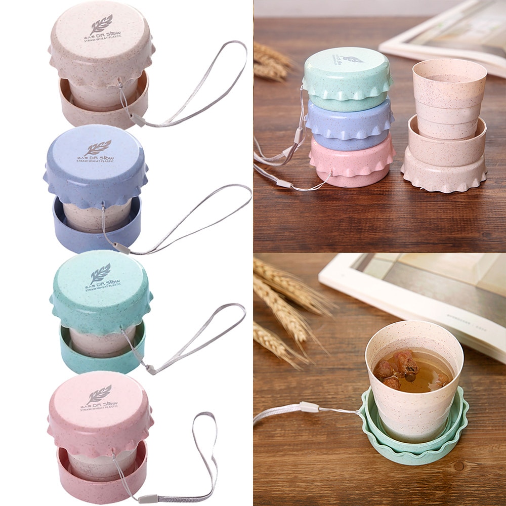 Travel Plastic Folding Wheat Water Glass Collapsib... – Vicedeal