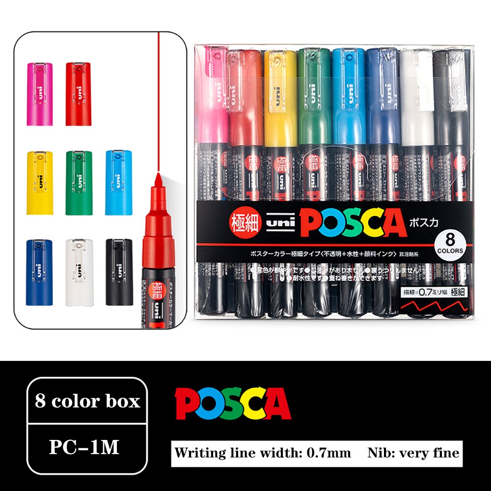 8 Colors Set Mitsubishi Uni Posca PC-1M Paint Mark... – Vicedeal