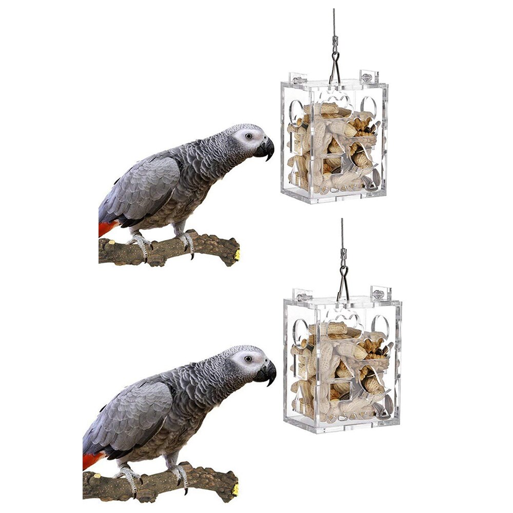 Acrylic Bird Parrot Hanging Foraging Feeder Feedin... – Vicedeal