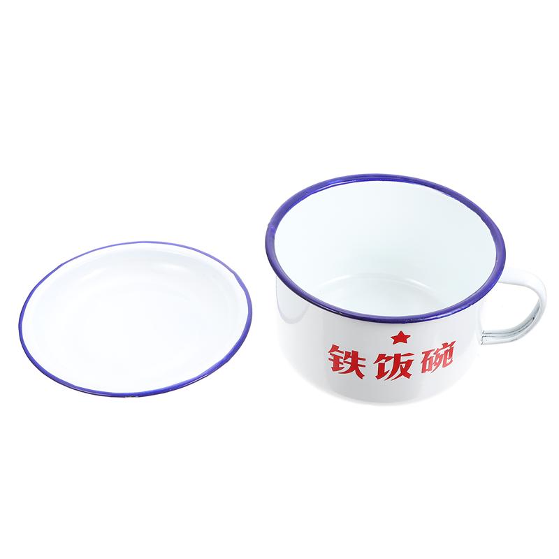 1 Set Retro Style Food Bowl Enamel Bowl Metal Hand... – Vicedeal