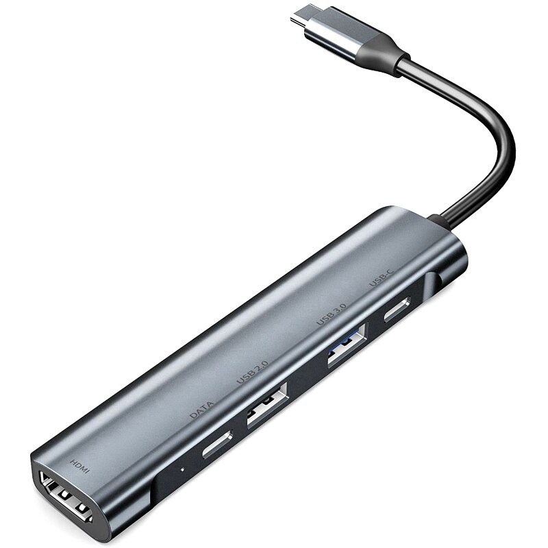 type c hub aluminium 5 i 1 usb c hub med dobbel ty... – Grandado