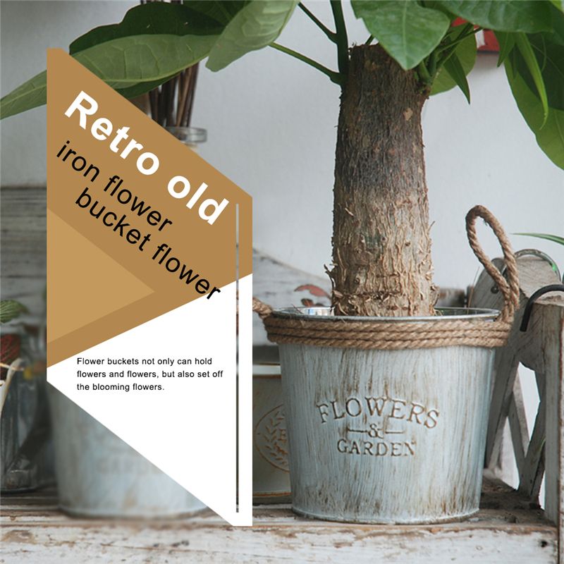 Country retro old metal flower bucket flower home ... – Grandado