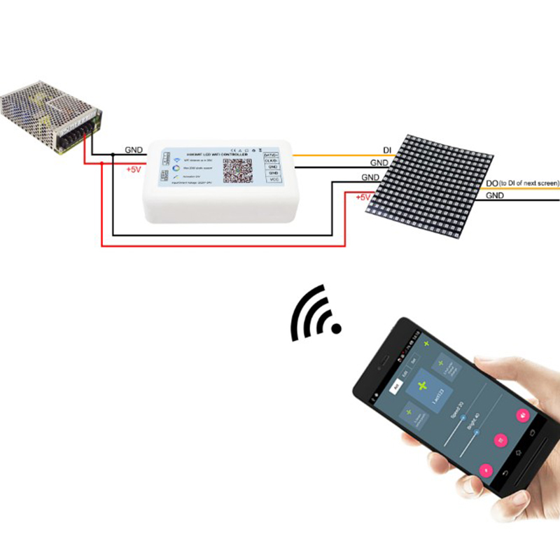 DC5-24V LED WIFI Controller Max 2048 Pixels Suppor... – Grandado
