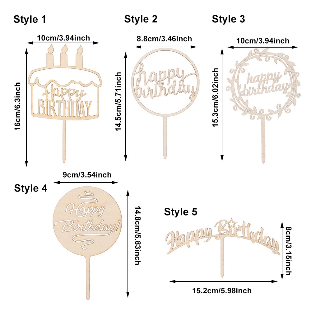 Wood Cake Topper Happy Birthday Vintage Cake Decor... – Vicedeal