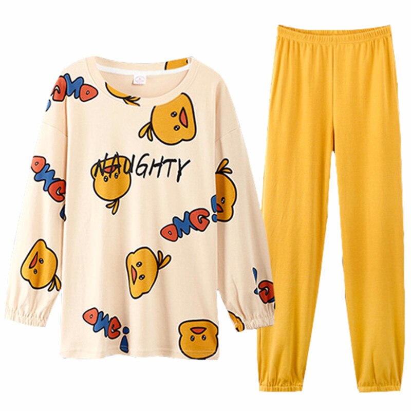 Spring Ladies 100% Cotton Made Soft Cartoon Duck P... – Grandado