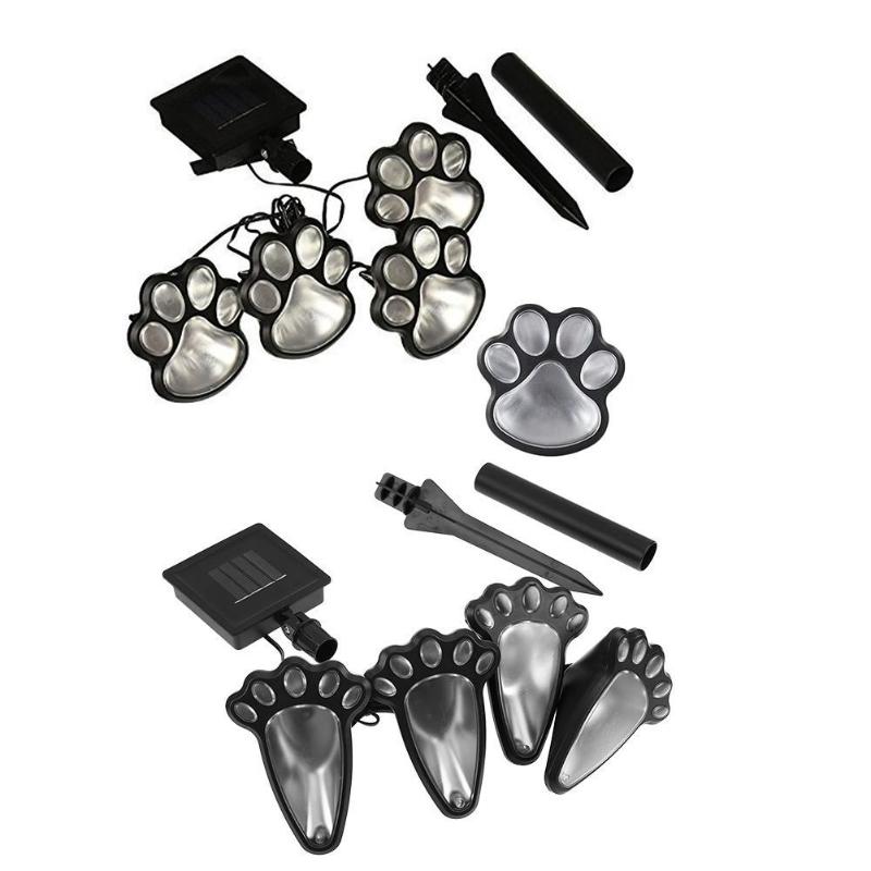 4 Solar Cat Animal Paw Print Lights Garden Outdoor... – Grandado