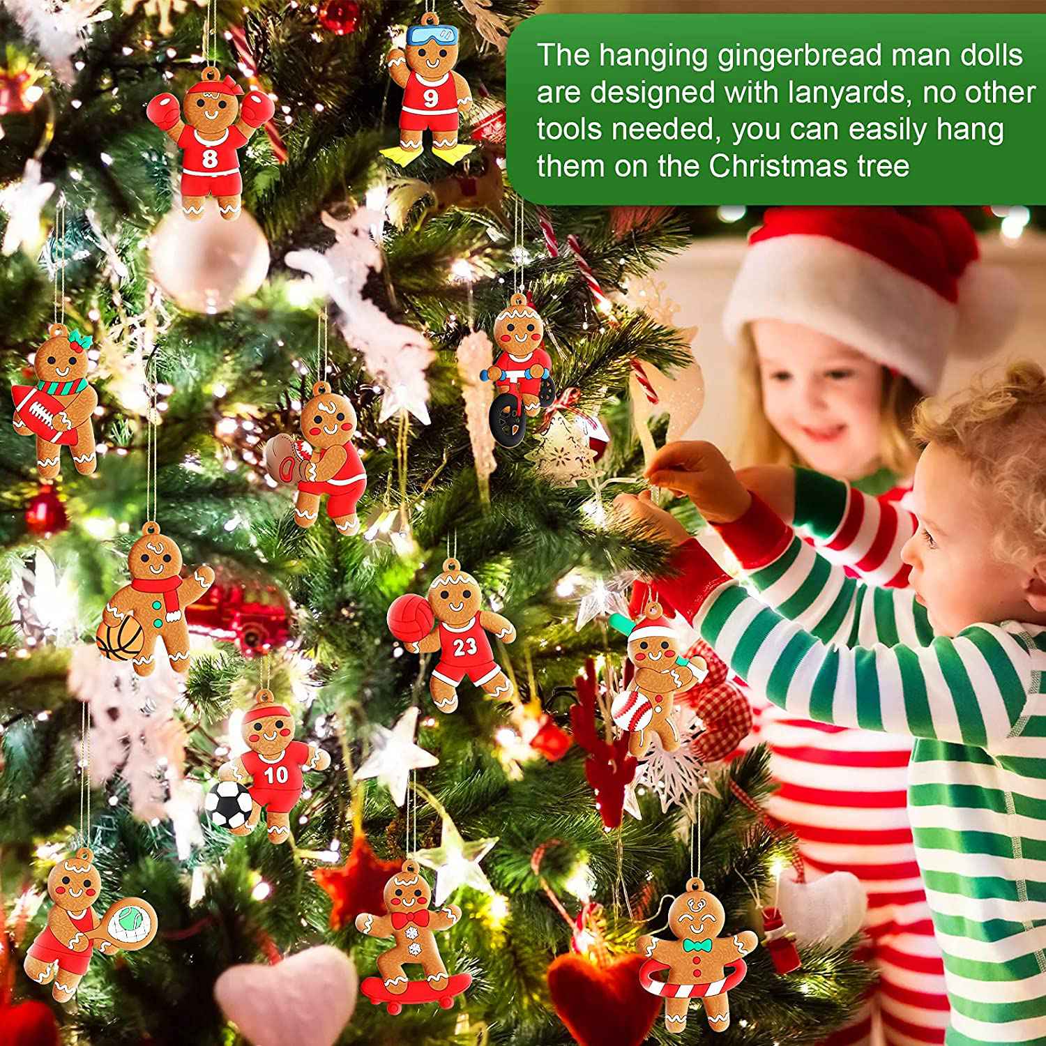 12 Pieces Christmas Gingerbread Man Ornaments Spor... – Grandado