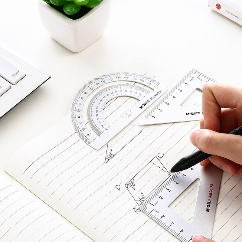 M&G 4pcs set aluminum ruler set metal geometry mat... – Grandado