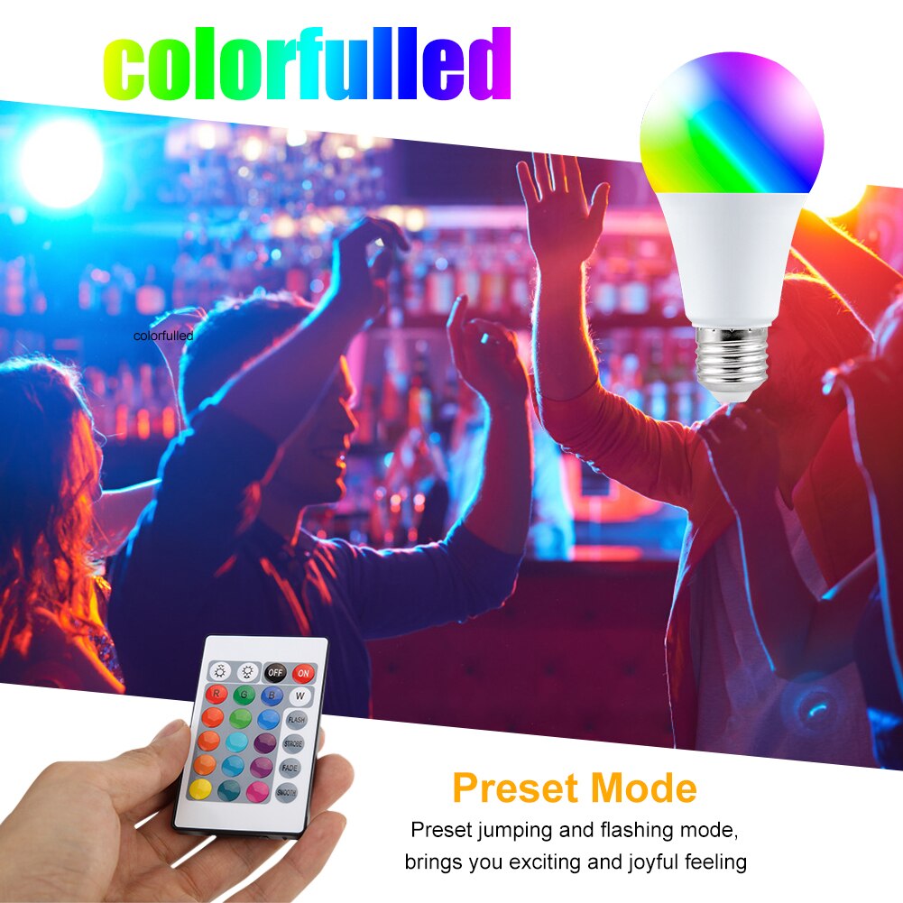 E27 Wireless Dimmable RGB Bulb Colorful LED Smart ... – Vicedeal