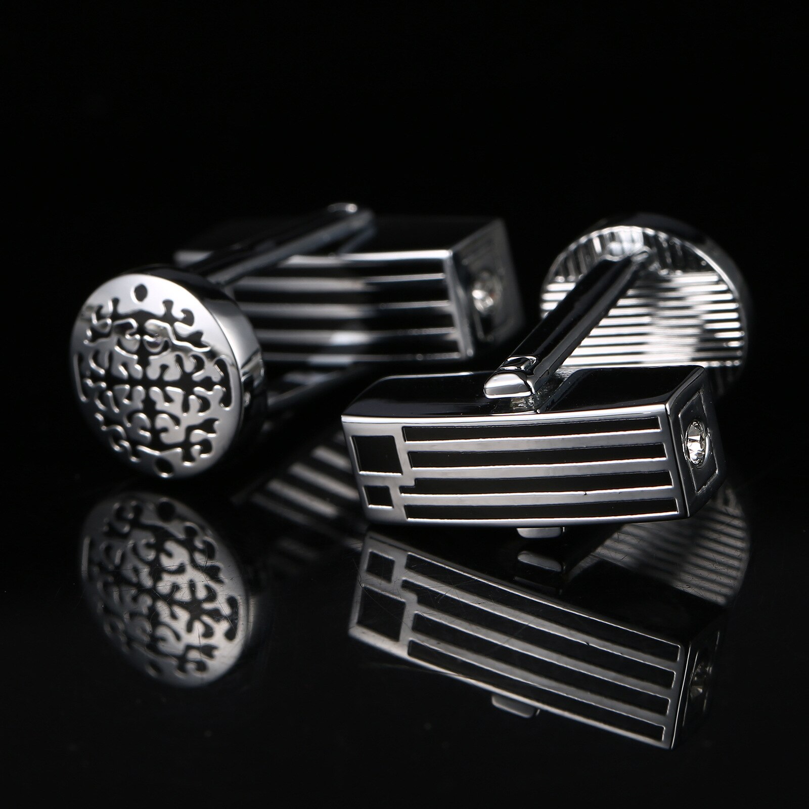 High French Style Cufflinks Retro Pattern Inlaid R... – Grandado