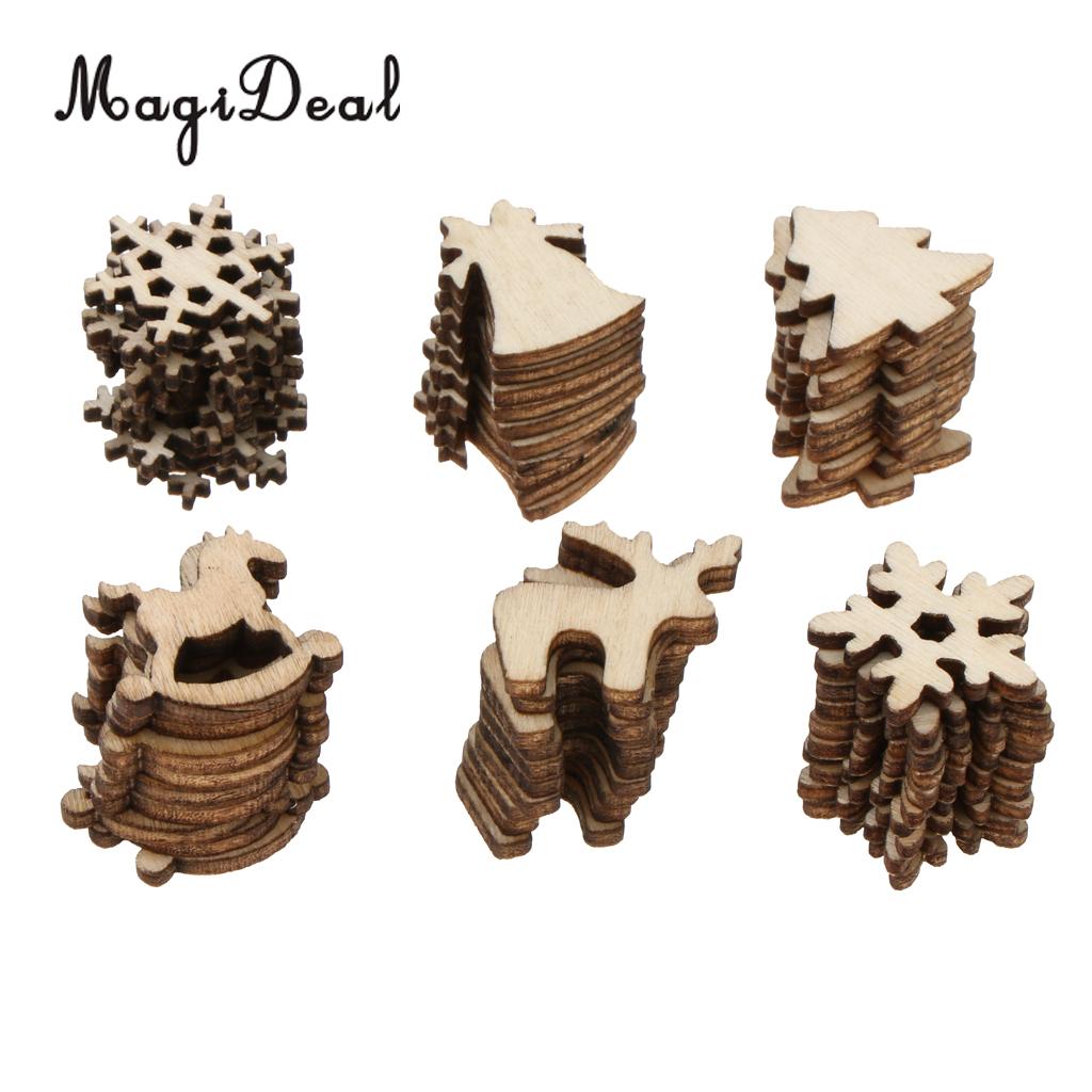 60 Pieces Assorted Wooden Cutout Shapes Craft Chri... – Grandado