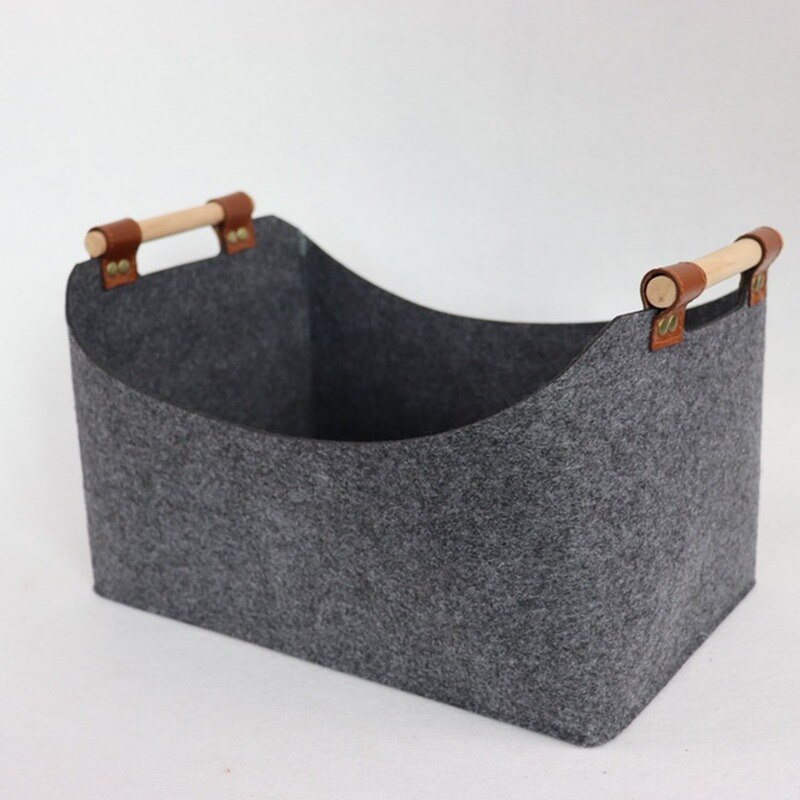 Grey Folding Felt Storage Basket Organizer with Ha... – Grandado
