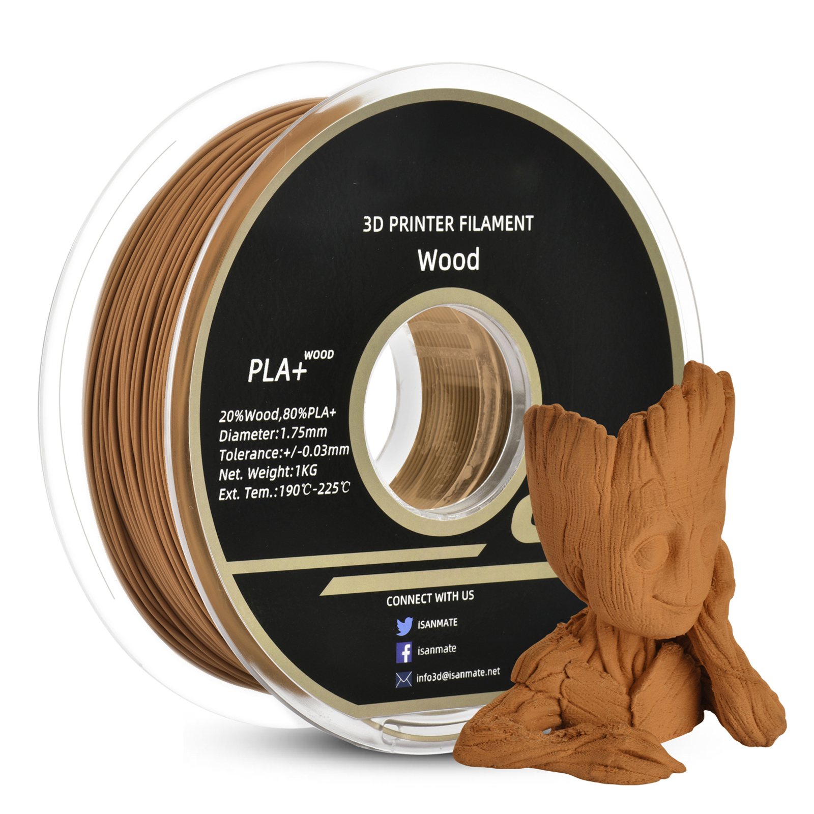 Wood PLA 3D Printer Filament 1.75mm Wooden Rose Eb... – Vicedeal