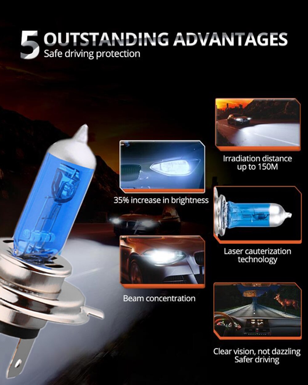 Auto Licht H4 H7 Auto Halogeen Lampen Lamp Mistlichten 100W 3000K 4300K ...