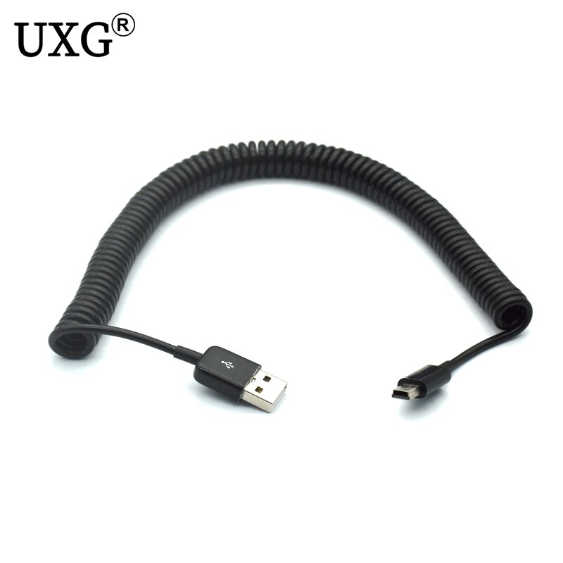 USB 2.0 to MINI USB Spring Data Cable Spiral Coile... – Grandado