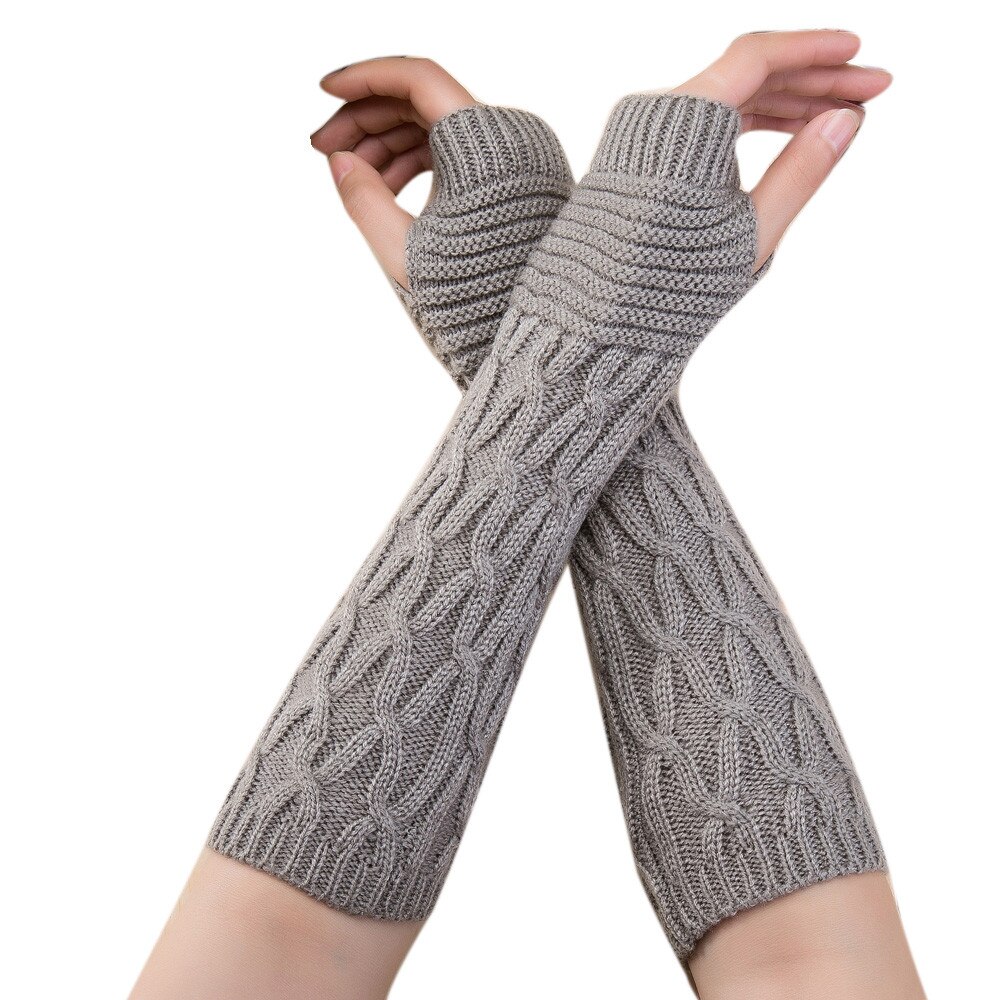 Knitted Long Fingerless Mittens Glove Arm Warmer S... – Vicedeal