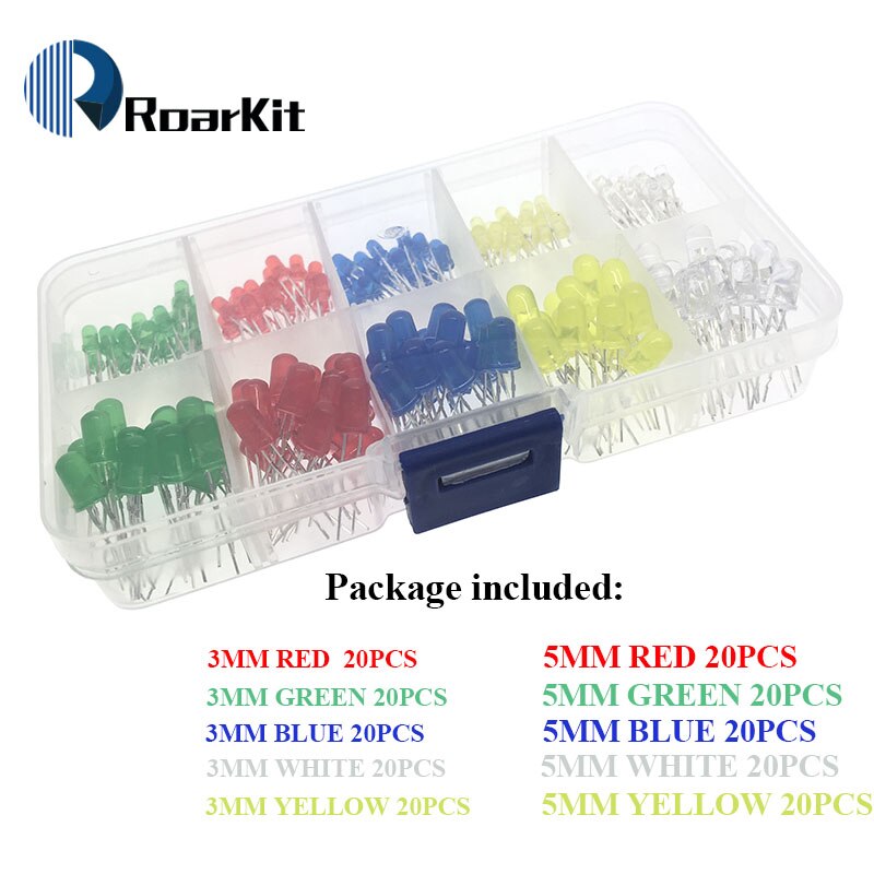 200PCS/Lot 3MM 5MM Led Kit With Box Mixed Color Re... – Grandado