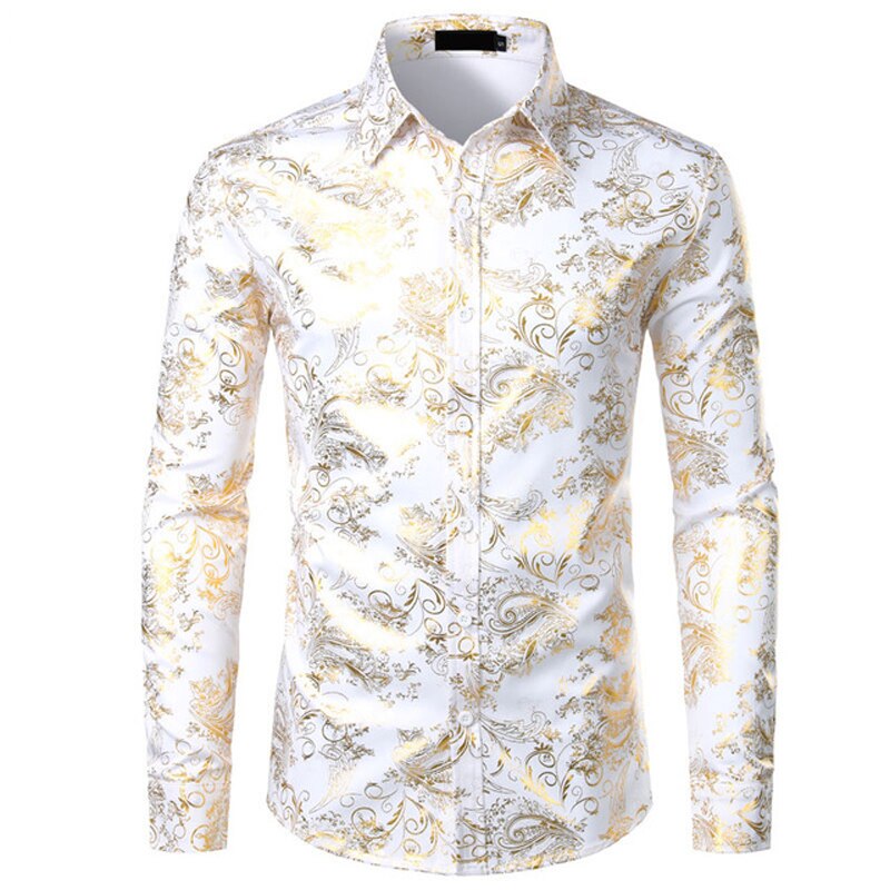 Argento Paisley di Lusso Stampato Floreale Camicia... – Vicedeal