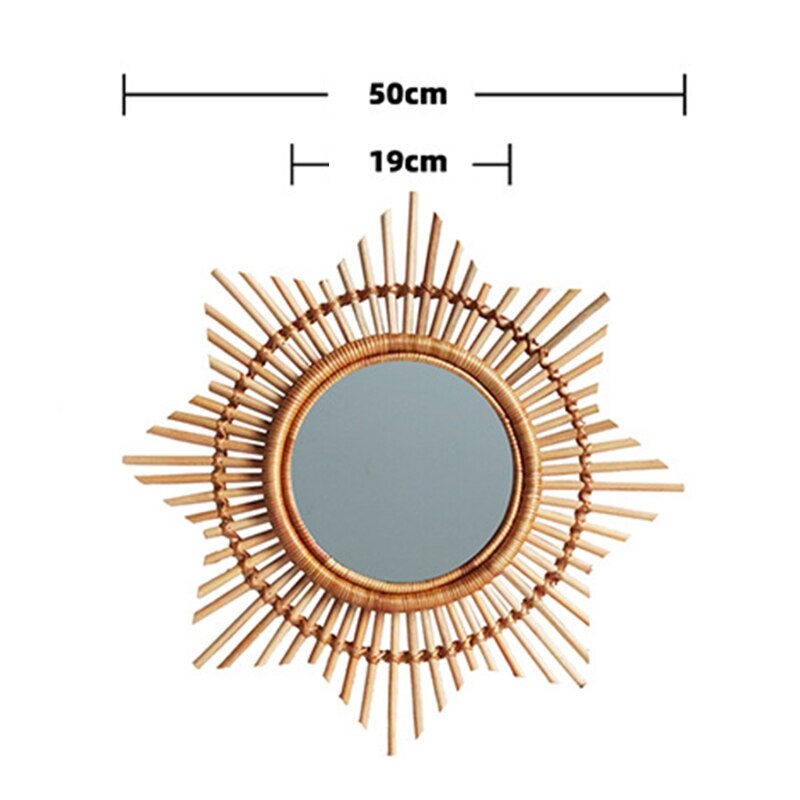 Nordic Rattan Handmade Mirror Flower Sun Frame Nat... – Grandado