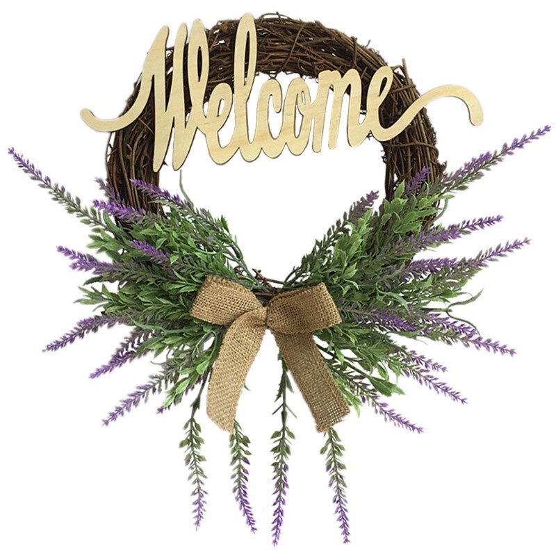Welcome-Sign Lavender Wreaths for front Door Handc... – Grandado