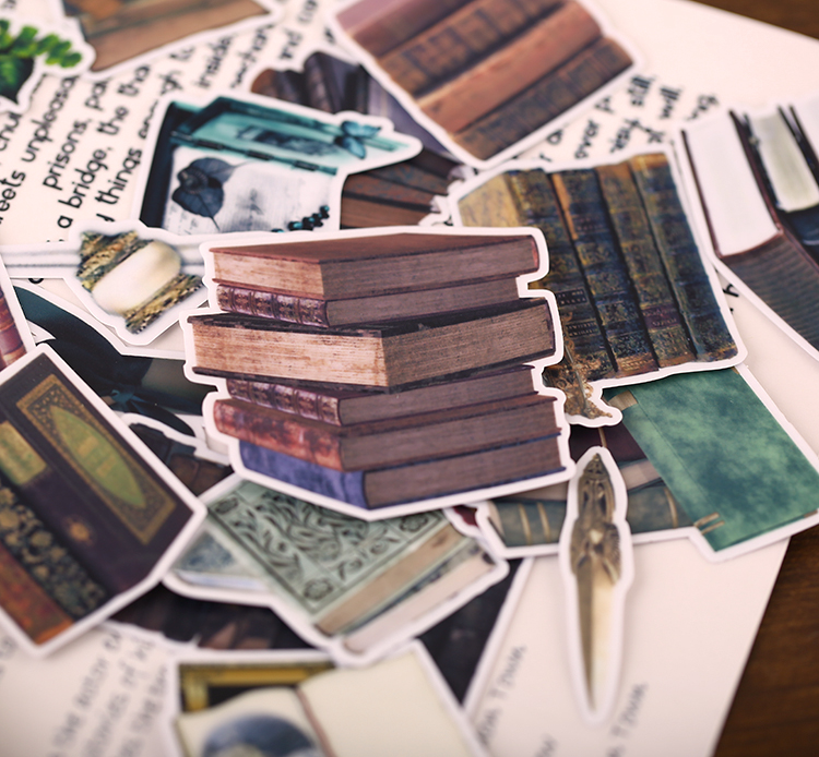 22 stuks vintage boeken stickers diy scrapbooking ... – Vicedeal