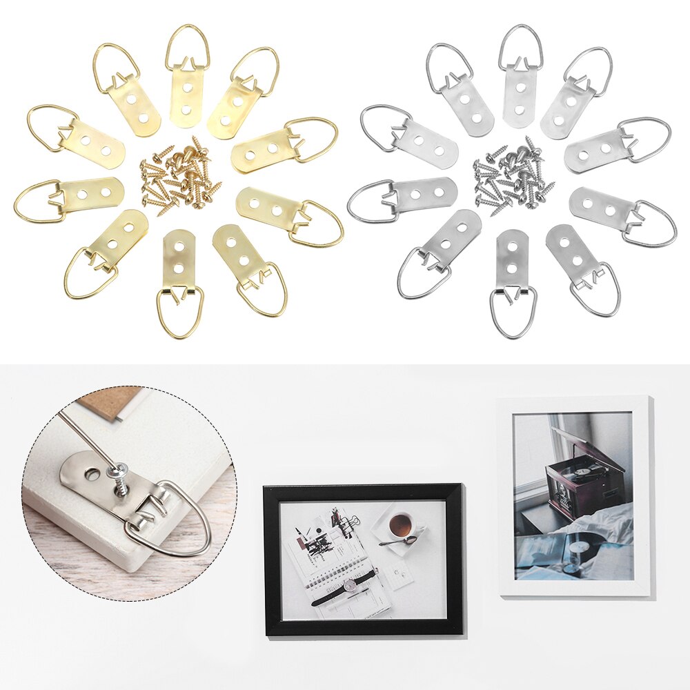 10 Stks/set Staal D-Ring Met Schroeven Foto Hanger... – Grandado