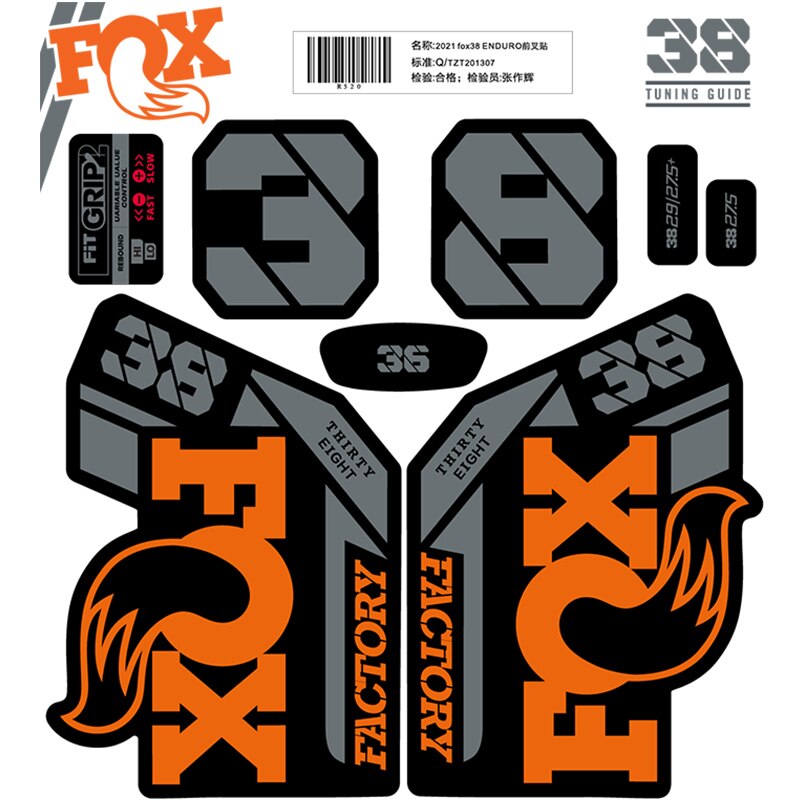 fox float 38 ENDURO Fork Sticker fox38 Factory MTB... – Grandado