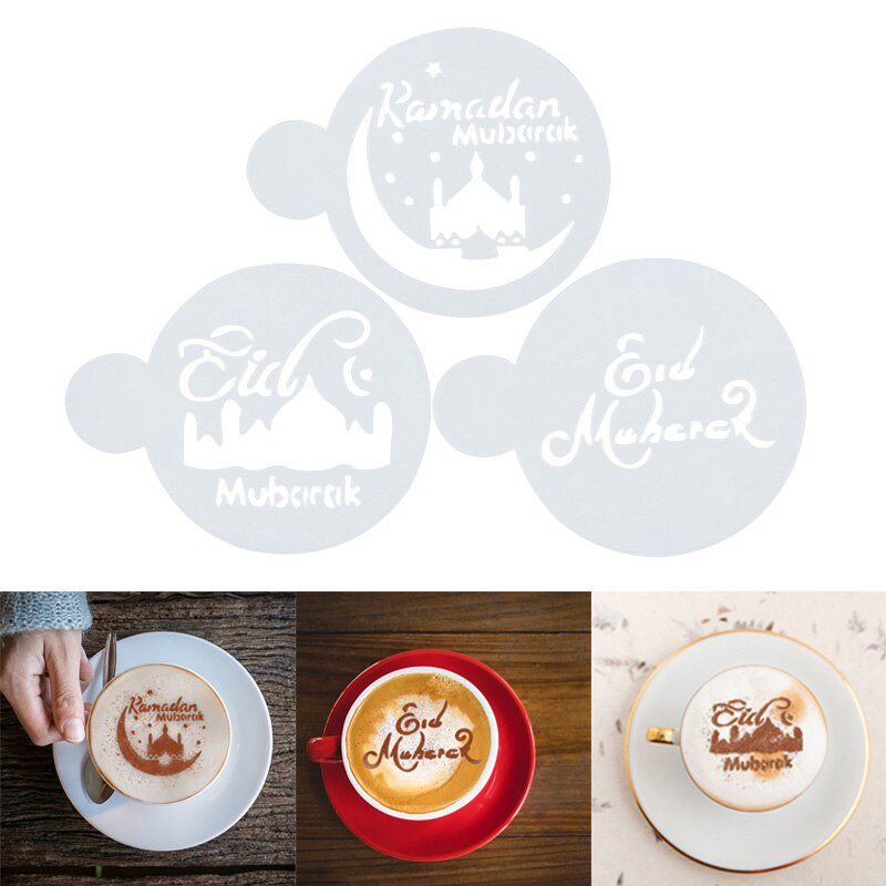 3pcs/set Eid Mubarak White Ramadan Coffee Foam Spr... – Vicedeal