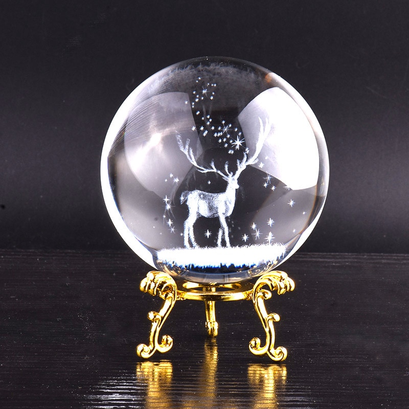 Krystallkule gravering elg ornamenter kunstig krys... – Vicedeal