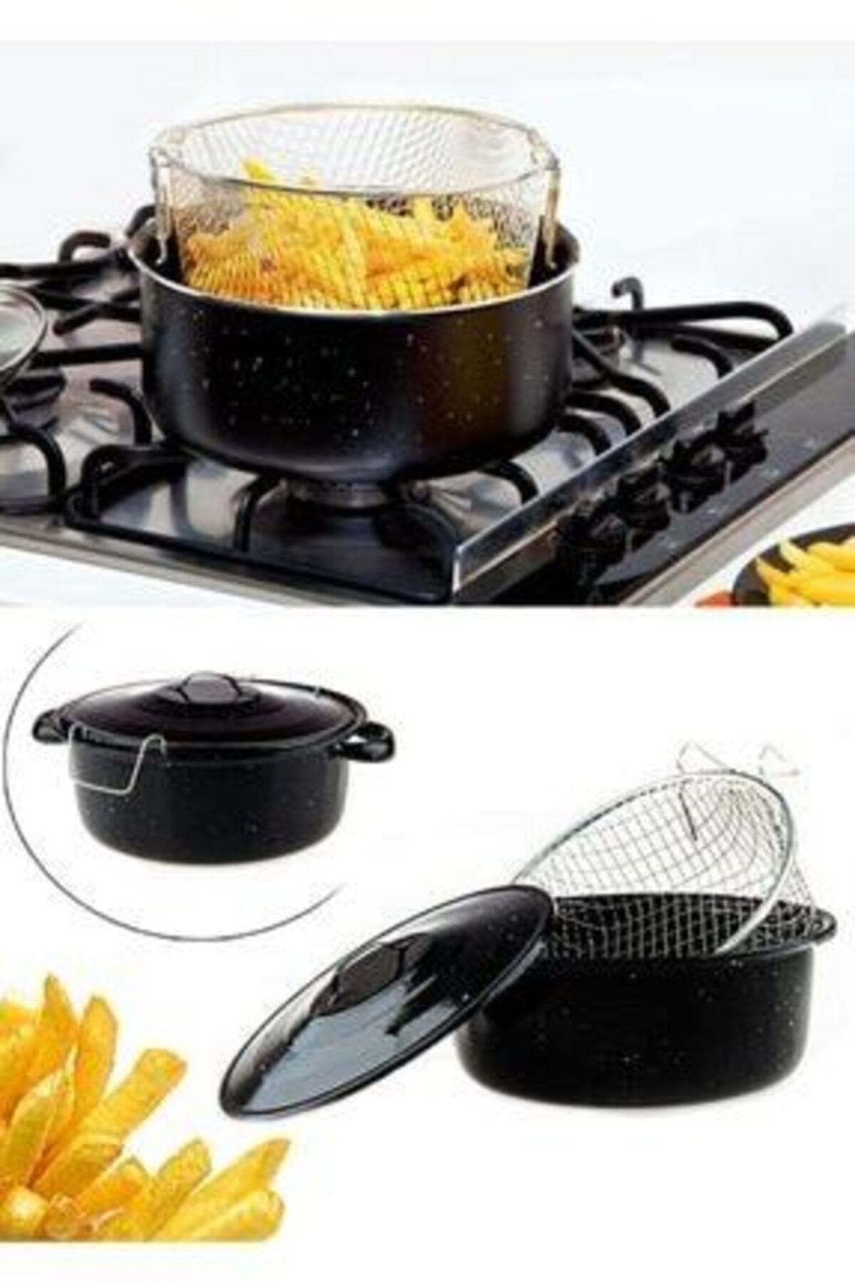 Fireproof Non-Stick Strainer Enamel Fry pot – Grandado