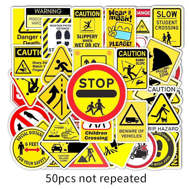 50pcs/set Warning Theme Sticker Waterproof for Car... – Grandado