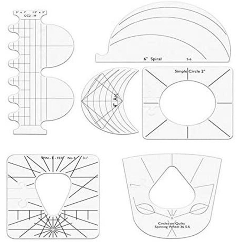 6-Piece Quilting Template Sewing Machine Ruler Qui... – Grandado