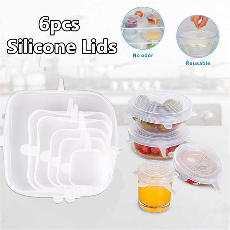 6PCS Square Food Silicone Cover Universal Silicone... – Grandado
