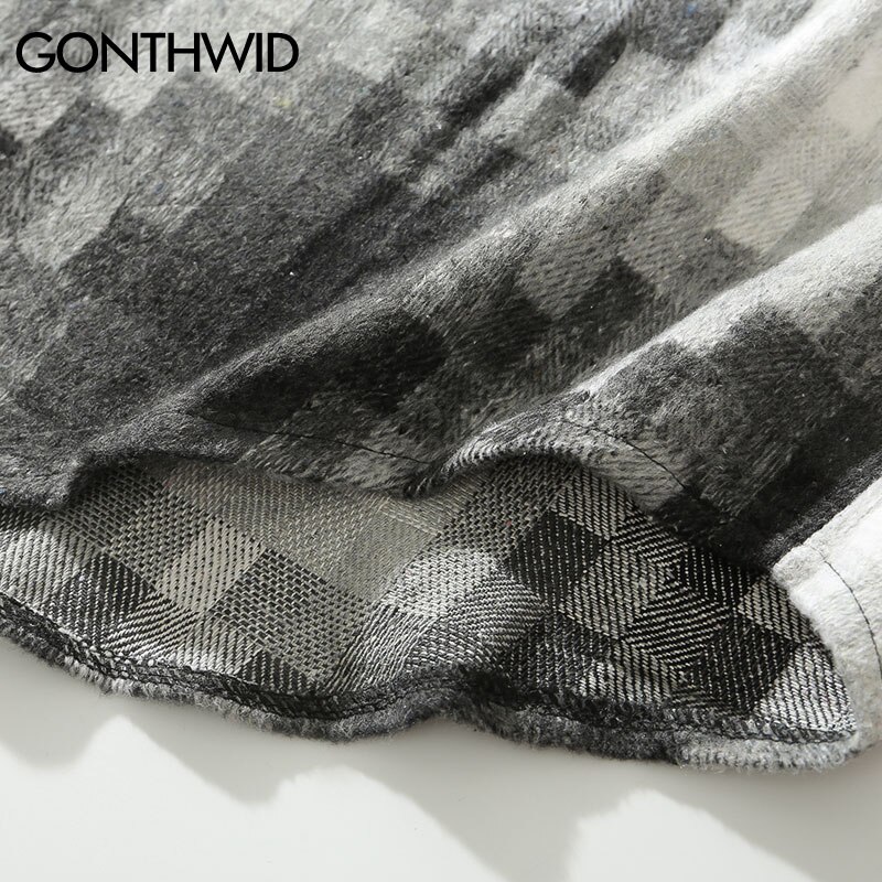 GONTHWID Mosaic Pattern Long Sleeve Plaid Shirts M... – Grandado