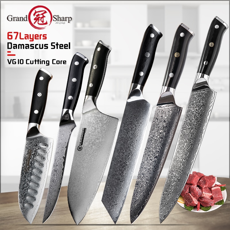 Grandsharp Damascus Knife Set 67 Layers vg10 Japan... – Grandado
