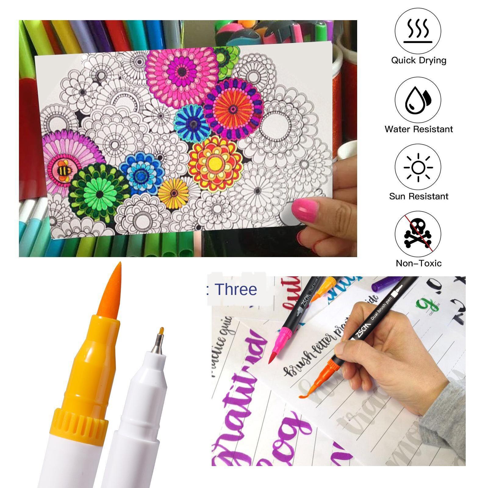 Dual Tip Brush Pen Art Marker Set 12 Colors Drawin... – Vicedeal