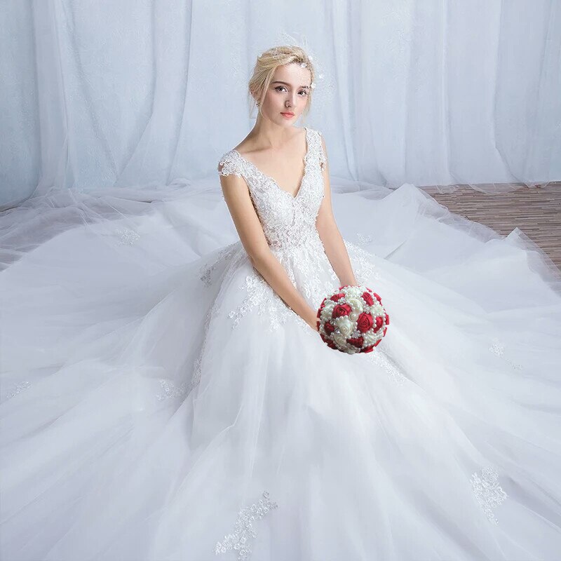 Purple Blue Ivory Wedding bouquet With Crystal Vin... – Vicedeal