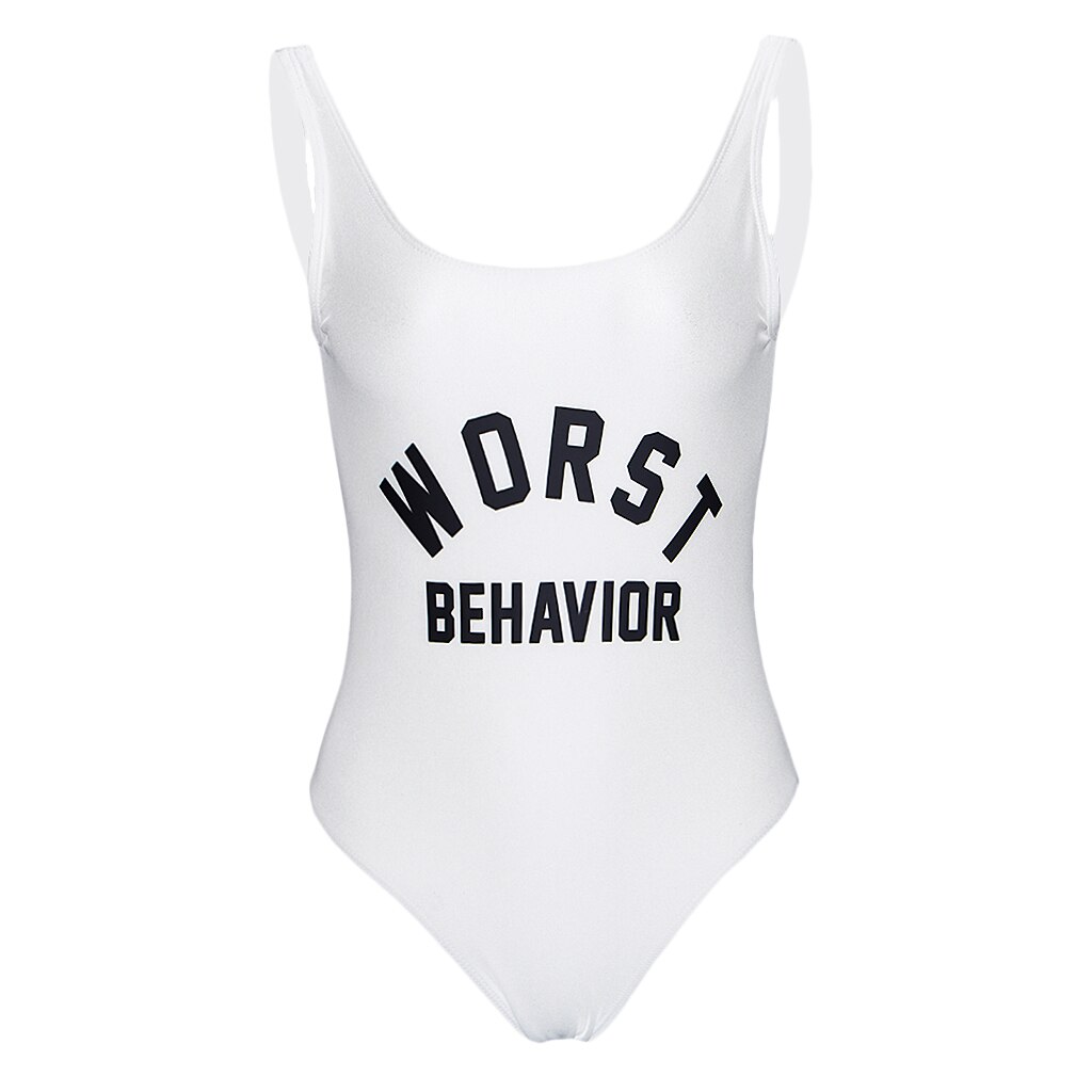 White/Black WORST BEHAVIOR Onepiece Swimwear Low B... – Vicedeal