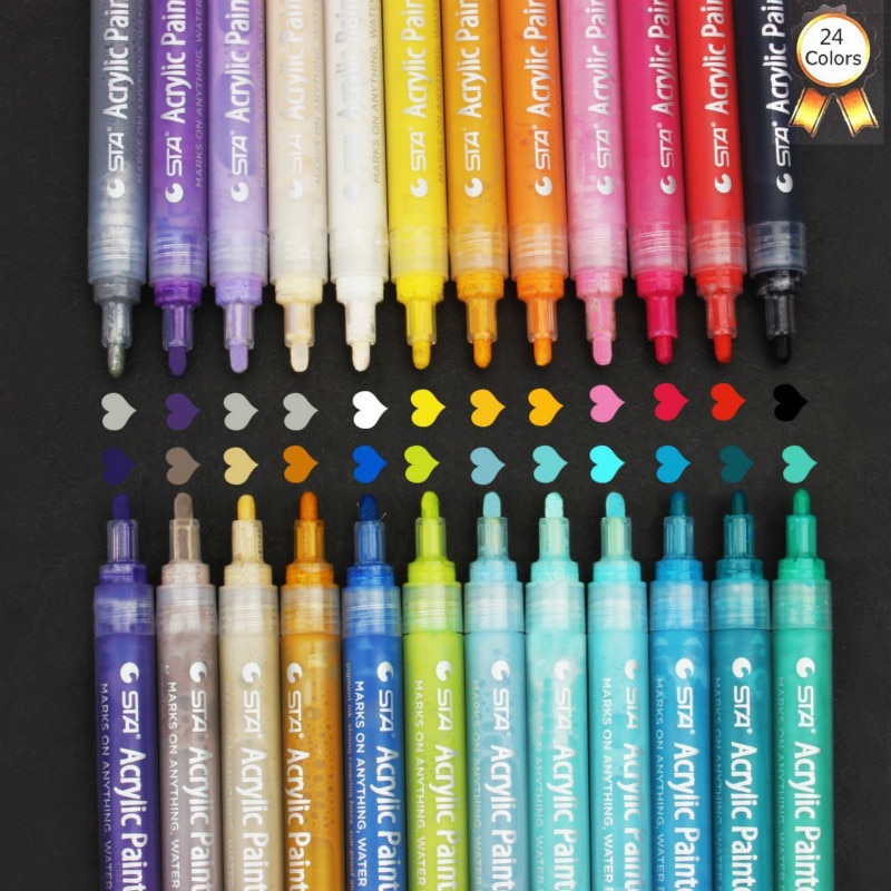 24Color Permanent Acrylic Marker Pen, Highlighter ... – Grandado